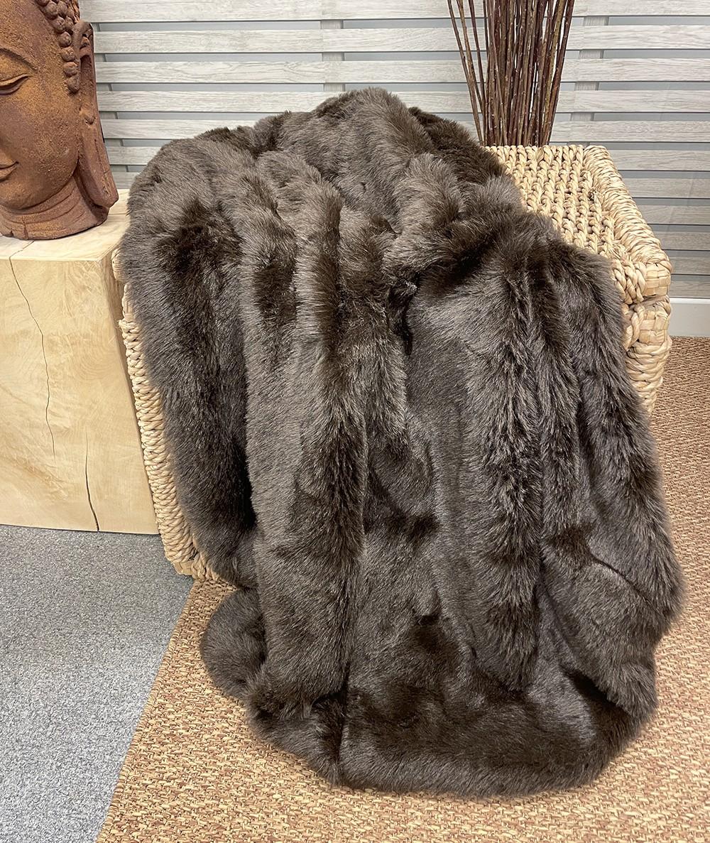 Havana Brown Faux Fur Throws | Large Fur Bedspreads and Sofa Throws