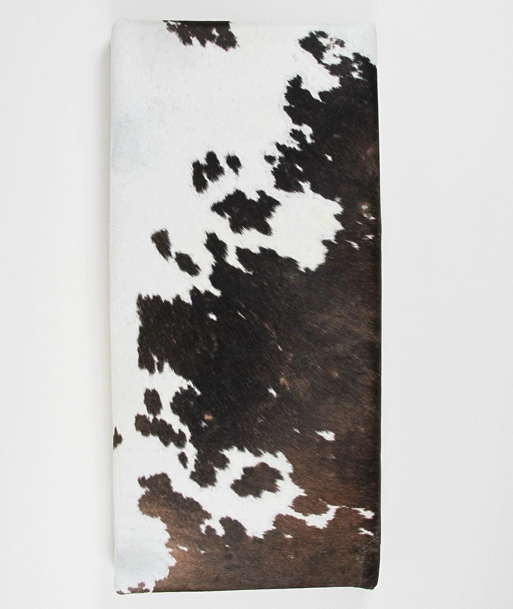 Extra Large Brown & White Cowhide Footstool | Real Cow Hide Foot Stool