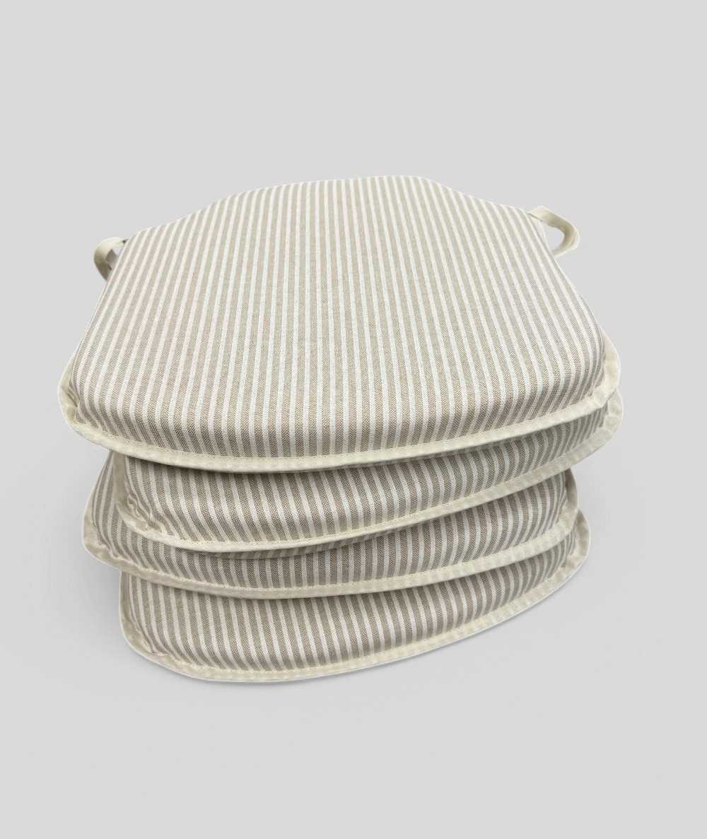 White Stripe Spindle Seat Pads| Neutral Seat Pads | Striped Seat Pads