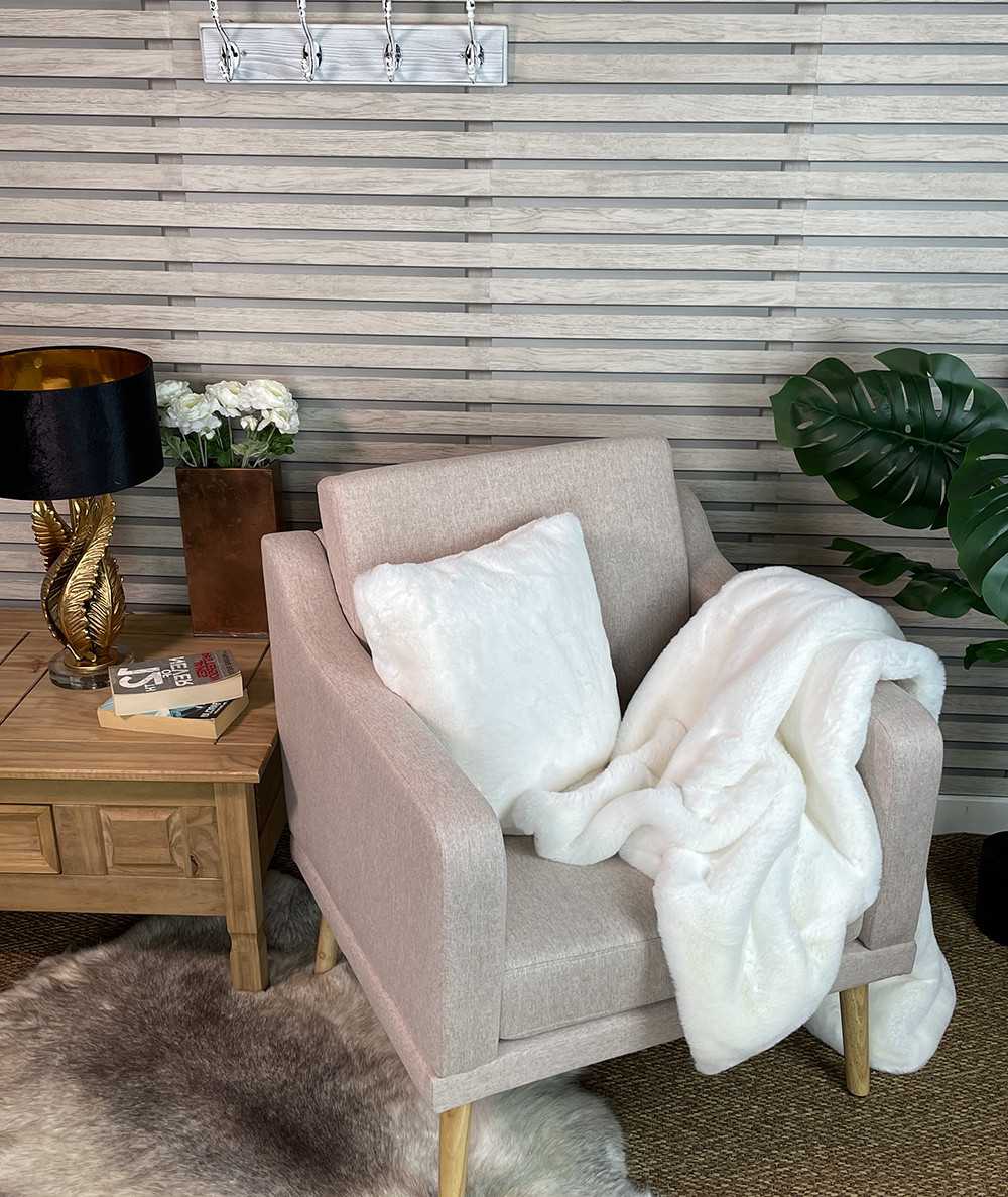 Chelsea Cream Fur Throw | Large Cream Faux Fur Blanket | Fur Bedspread
