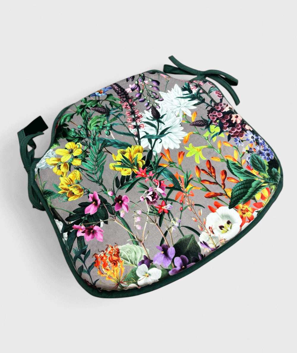 Printed Velvet Spindle Seat Pads | Modern Velvet Spindle Chair Pads